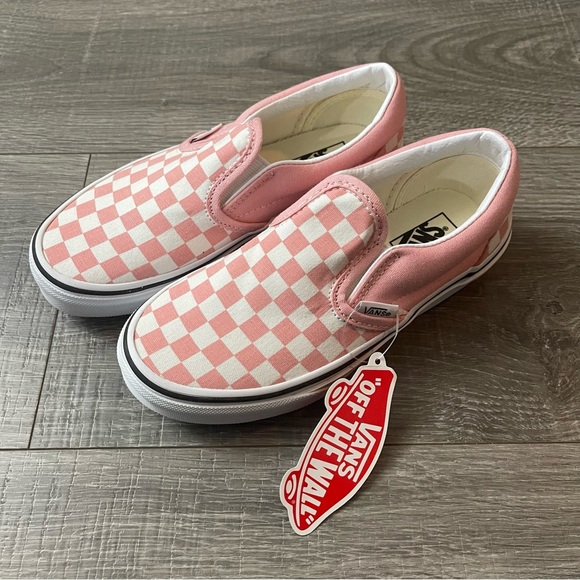 Vans | Shoes | Nwob Vans Checker Board Powder Pink Slip On Skate Shoe ...